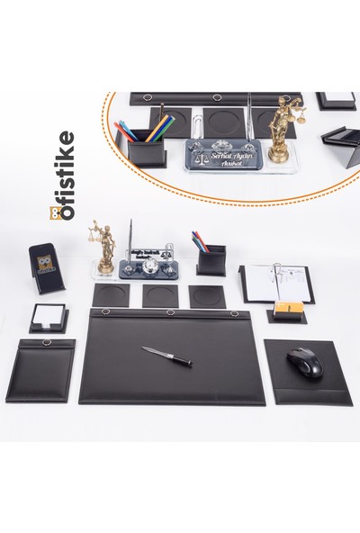 Ofistike Avukata Themis Heykelli Düğmeli Siyah Sümen Takımı İmza Tasarımlı Ofistike Avukata Themis Heykelli Düğmeli Siyah Sümen Takımı İmza Tasarımlı