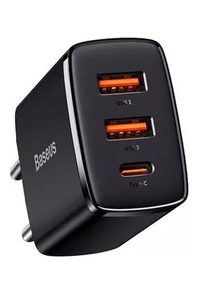 Vendas Baseus Compact 30W 2 USB + Type-C Çıkışlı Hızlı Şarj Başlığı Adaptör