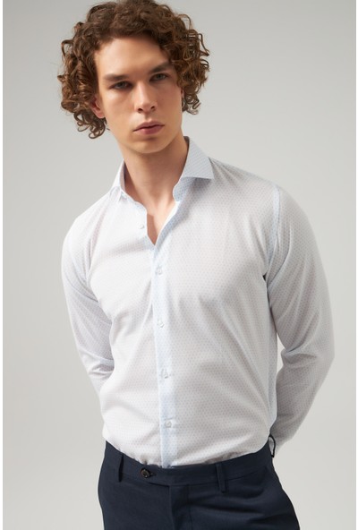 Ds Damat Slim Fit Mavi Ekoseli Gömlek