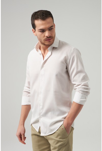 Ds Damat Slim Fit Bej Ekoseli Gömlek