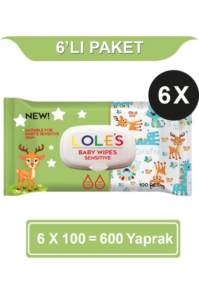 Lole's Sensitive Bebek Islak Mendil 6X100 600 Yaprak Lole's Sensitive Bebek Islak Mendil 6X100 600 Yaprak