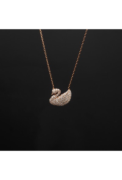 Ravza Gümüş 925 Ayar Gümüş Taşlı Kuğu Kolye