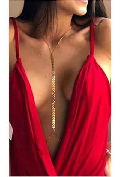 Hane14 Happy Balık Sırtı Zincir Vücut Takısı Gold