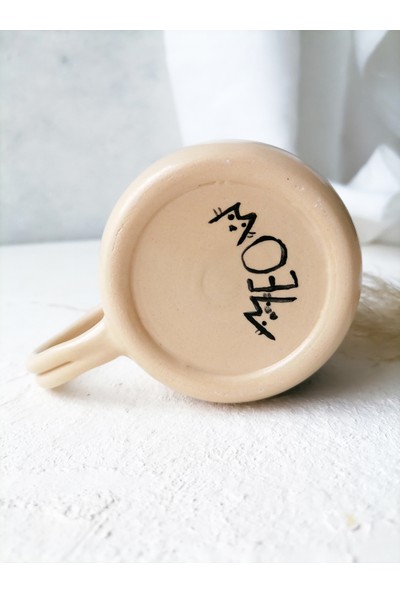 Kriya Herbs Co Seramik Fincan El Yapımı Kedili Fincan