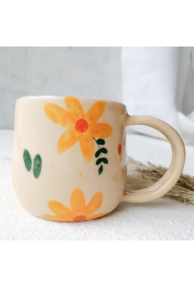 Kriya Herbs Co El Yapımı Seramik Kahve Fincanı Bahar