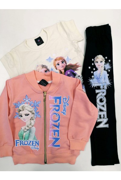Minnoş Butik Tasarım Elsa Kız Çocuk Üçlü Eşofman Takımı