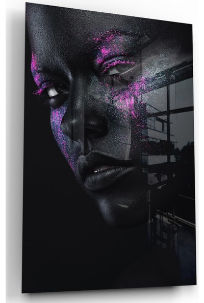 SCS Siyahi Kadın Renkler Dekoratif Cam Tablo, Duvar Dekorasyon SCS Siyahi Kadın Renkler Dekoratif Cam Tablo, Duvar Dekorasyon