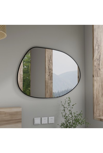 Marsah Home Siyah Oval Asimetrik Ayna Marsah Home Siyah Oval Asimetrik Ayna