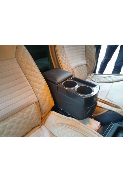TeknoClub Oto Kolçak Montajsız Vidasız Çift Bardaklı Deri Oto Kolçak Kol Dayama
