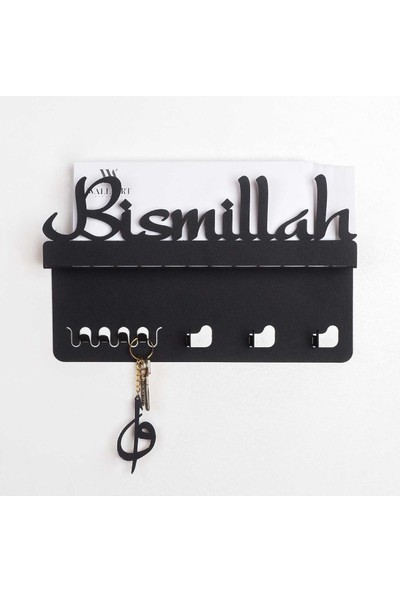 Bismillah Yazılı Metal Duvar Anahtarlığı - WAMH026