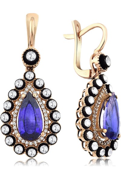 SembolGold 5.45 Karat Elmas Safir Küpe