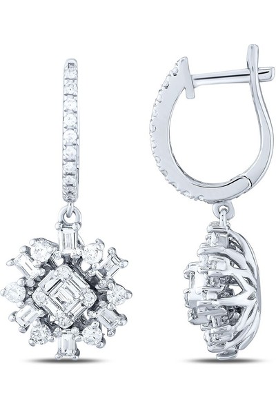 Sembol Gold 0.84 Karat Pırlanta Baget Küpe