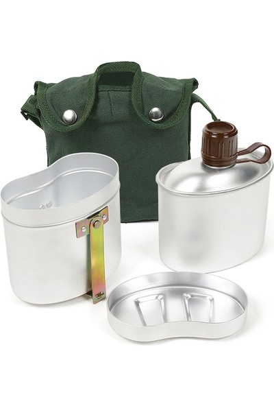 Bardak ve Kapaklı Taşınabilir Alüminyum Kantin Seti