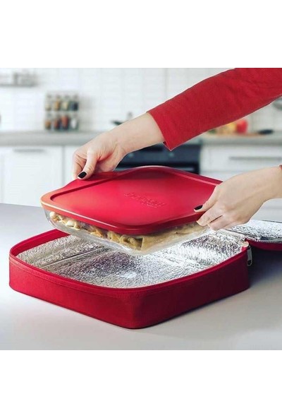 Paşabahçe Borcam Termal Çantalı Kapaklı Borcam Fırın Tepsisi Kare Büyük