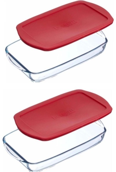 Paşabahçe Kapaklı Borcam Fırın Tepsisi - 2 Li Borcam Set