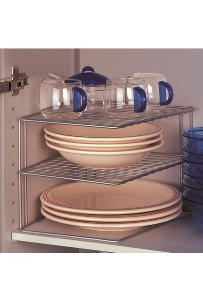 Kitchen Store 3 Katlı Tabaklık Dolap Içi Tabak Mutfak ve Tezgah Düzenleyici Raf Mutfak Rafı