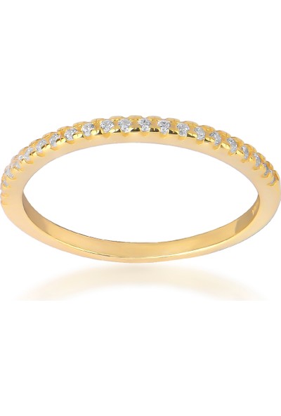 Coşar Silver Zirkon Taşlı Pırlanta Montür Altın Kaplama Gümüş Yüzük