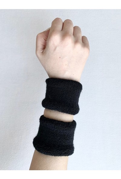 Mingy Unisex 2'li Siyah Havlu Bileklik Ter Bandı Seti