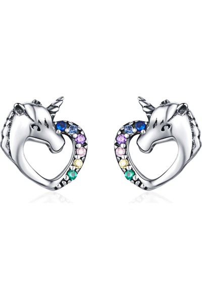 S925 Gümüş Unicorn Desen Renkli Zirkon Vidali Küpe S925 Gümüş Unicorn Desen Renkli Zirkon Vidali Küpe