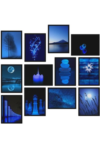Hero Tasarım Mavi 12 Parça Mdf TABLOZLLTB197