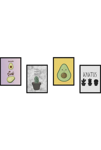 Hero Tasarım Kaktüs 4 Parça Mdf TABLOSLA182