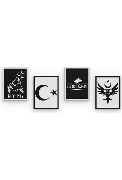 Hero Tasarım Ülkücü Işaretleri 4 Parça Mdf TABLOSLA663