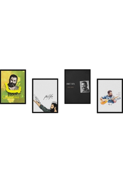 Hero Tasarım Ahmet Kaya 4 Parça Mdf TABLOSLA152 Hero Tasarım Ahmet Kaya 4 Parça Mdf TABLOSLA152