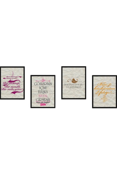 Hero Tasarım Kırışmış Kağıtlar 4 Parça Mdf TABLOSLA272