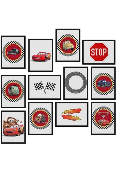 Hero Tasarım Şimşek Mcqueen 12 Parça Mdf TABLOZLLTB313