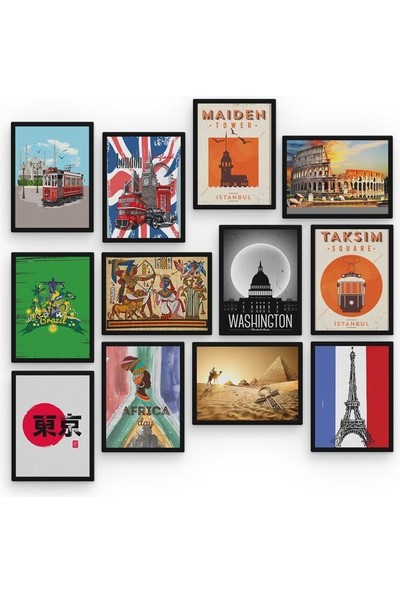 Hero Tasarım Şehirler 12 Parça Mdf TABLOTGTB660