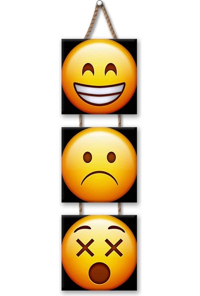 Hero Tasarım Emoji 3 Parça Ipli Mdf TABLOTLH1041