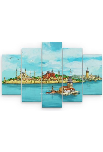 Hero Tasarım Kız Kulesi Panoramik 5 Parça Mdf TABLOTGTB433 Hero Tasarım Kız Kulesi Panoramik 5 Parça Mdf TABLOTGTB433