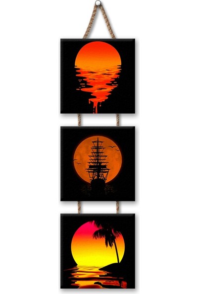 Hero Tasarım Güneş 3 Parça Ipli Mdf TABLOTLH1028