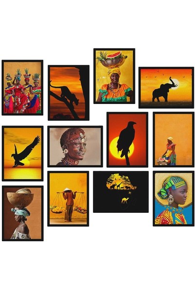 Hero Tasarım Afrika 12 Parça Mdf TABLOZLLTB260
