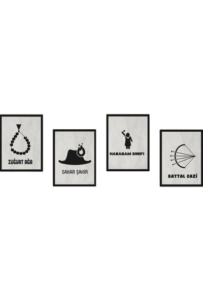 Hero Tasarım Yeşilçam Filmleri 4 Parça Mdf TABLOSLA176