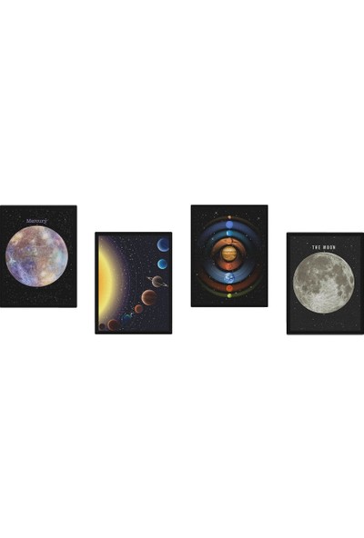Hero Tasarım Gezegenler 4 Parça Mdf TABLOSLA321