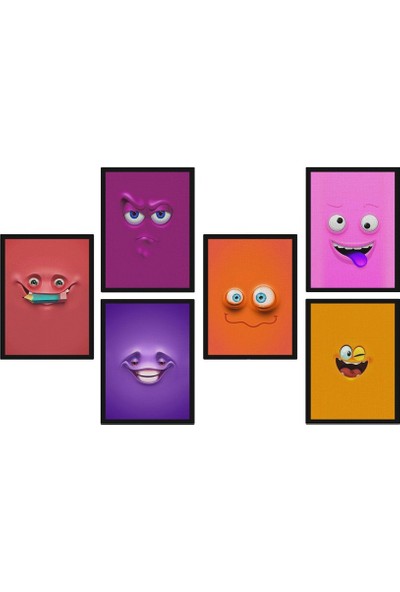 Hero Tasarım Sevimli Yüzler 6 Parça Mdf TABLOGMZ199
