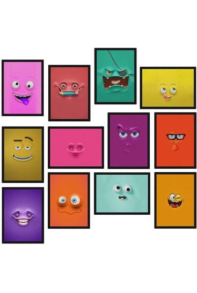 Hero Tasarım Sevimli Yüzler 12 Parça Mdf TABLOTGTB1286