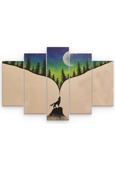 Hero Tasarım Uluyan Kurt 5 Parça Mdf TABLONHL569