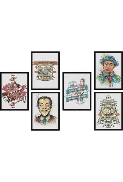 Hero Tasarım Yeşilçam Poster 6 Parça Mdf TABLOGMZ265