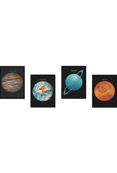 Hero Tasarım Gezegenler 4 Parça Mdf TABLOSLA320