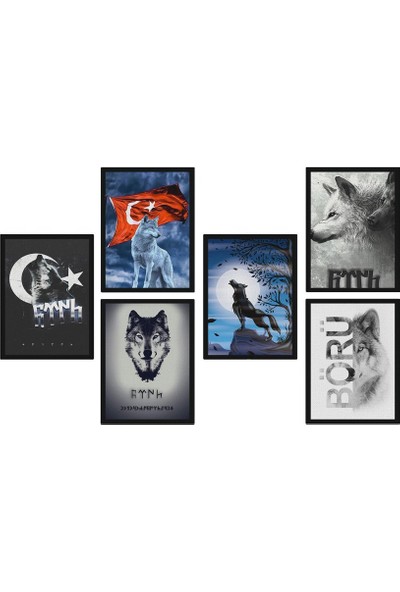 Hero Tasarım Bozkurt 6 Parça Mdf TABLOGMZ332