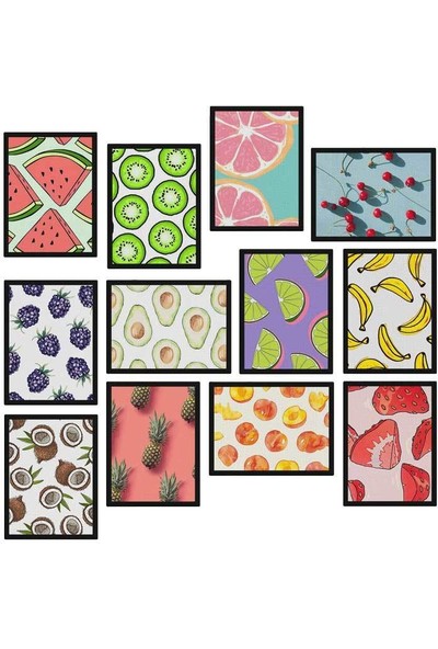 Hero Tasarım Meyveler 12 Parça Mdf TABLOZLLTB314