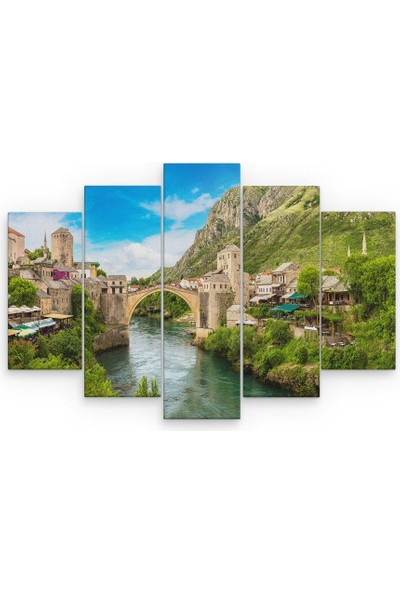 Hero Tasarım Mostar Köprüsü 5 Parça Mdf TABLOTGTB684 Hero Tasarım Mostar Köprüsü 5 Parça Mdf TABLOTGTB684