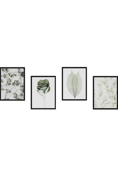 Hero Tasarım Soluk Çiçekler 4 Parça Mdf TABLOSLA373