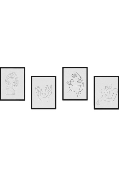 Hero Tasarım Soyut Çizimler 4 Parça Mdf TABLOSLA346