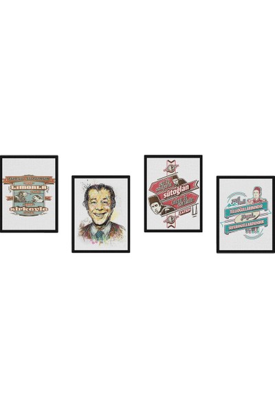 Hero Tasarım Yeşilçam Poster 4 Parça Mdf TABLOSLA325