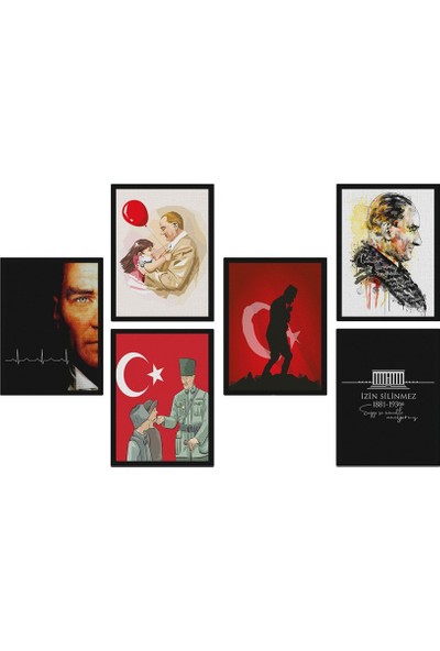 Hero Tasarım Atatürk 6 Parça Mdf TABLOGMZ330 Hero Tasarım Atatürk 6 Parça Mdf TABLOGMZ330