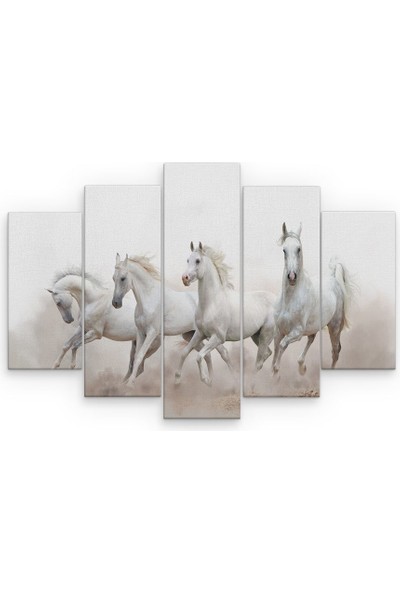 Hero Tasarım Beyaz Atlar 5 Parça Mdf TABLOTGTB761