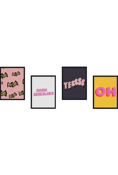 Hero Tasarım Renkli Sözler 4 Parça Mdf TABLOSLA328 Hero Tasarım Renkli Sözler 4 Parça Mdf TABLOSLA328